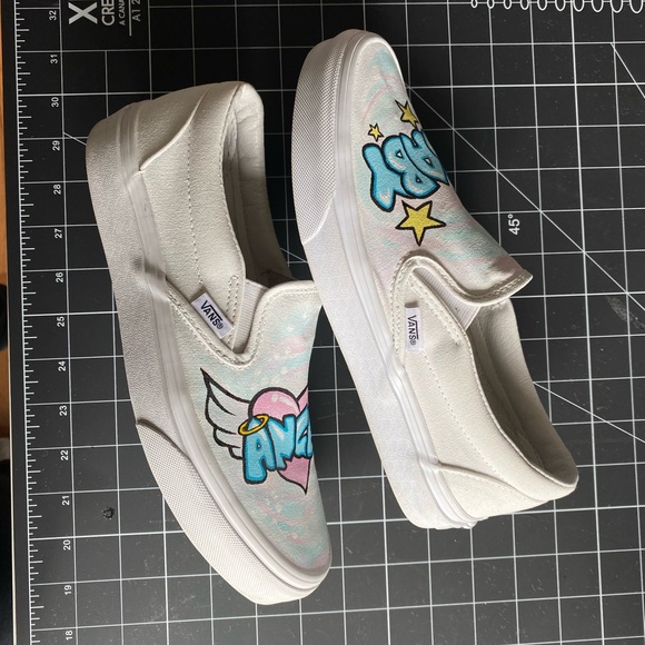 Vans Shoes | Y2k Custom Painted Angel Baby Airbrush Style Vans | Poshmark